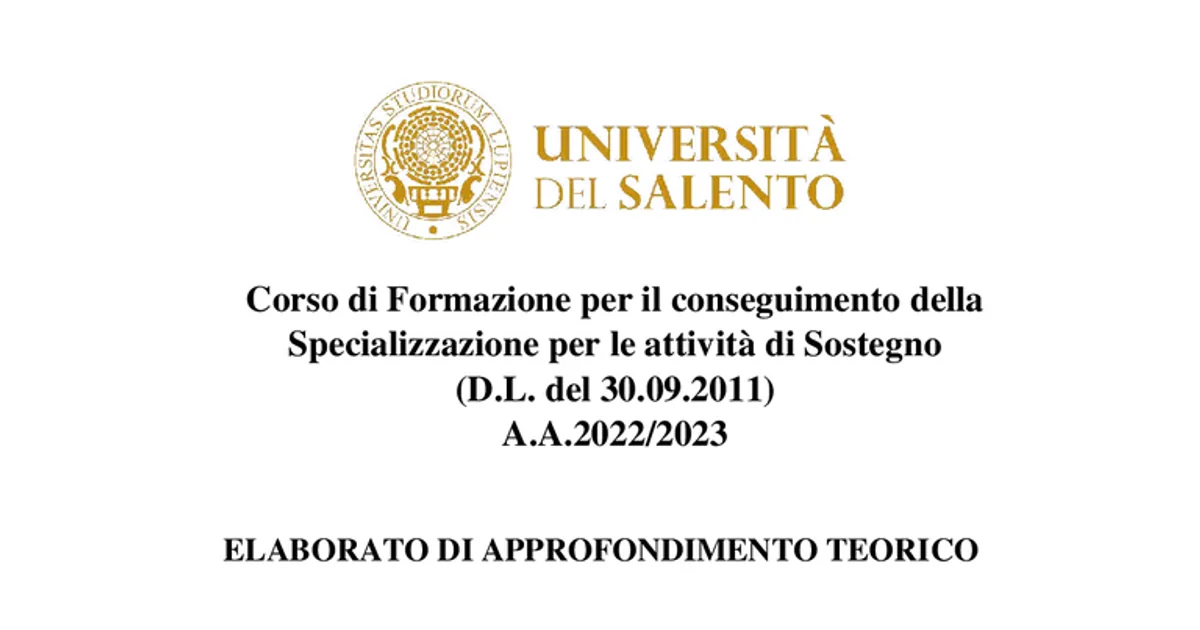 Disabilità Intellettiva, Unisalento | Algor Library
