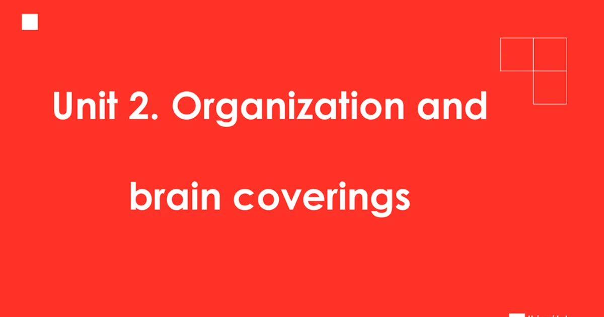 Unit 2, Organization and Brain Coverings | Algor Library