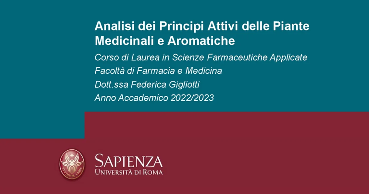 Principi Attivi Piante Medicinali, Sapienza | Algor Library