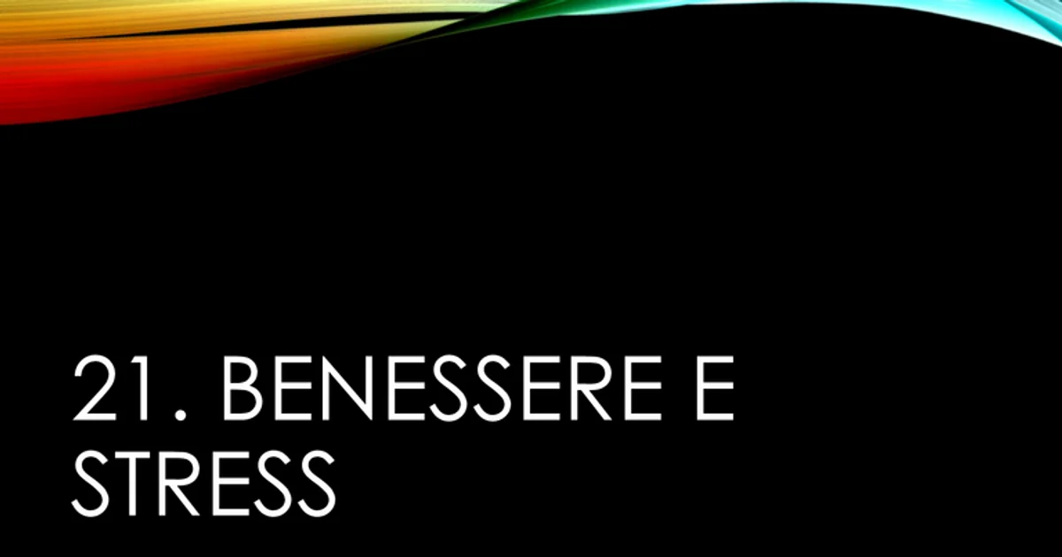 Benessere e Stress, Biologia | Algor Library