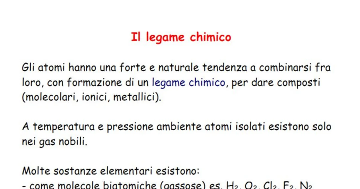 Il Legame Chimico | Algor Library