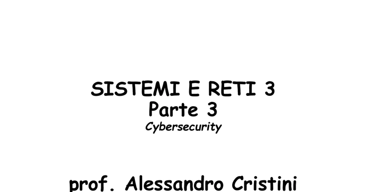 Sistemi e Reti Cybersecurity | Algor Library