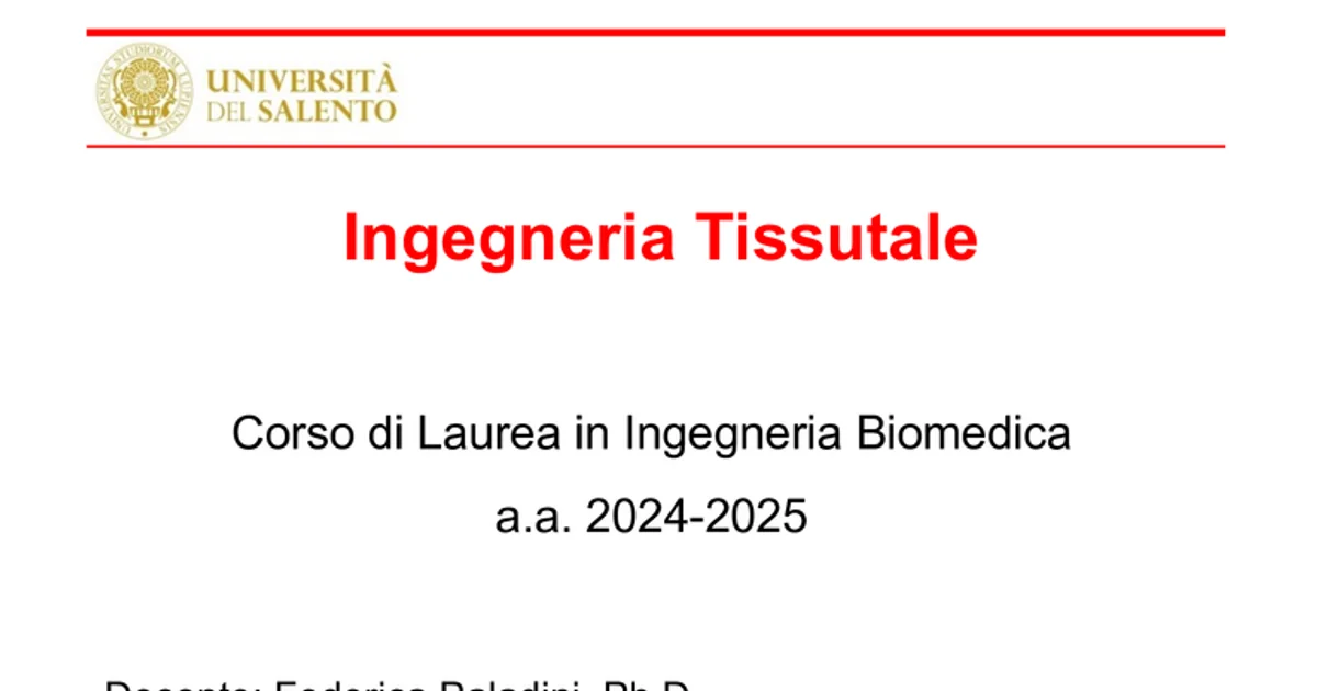 Ingegneria Tissutale, UniSalento | Algor Library