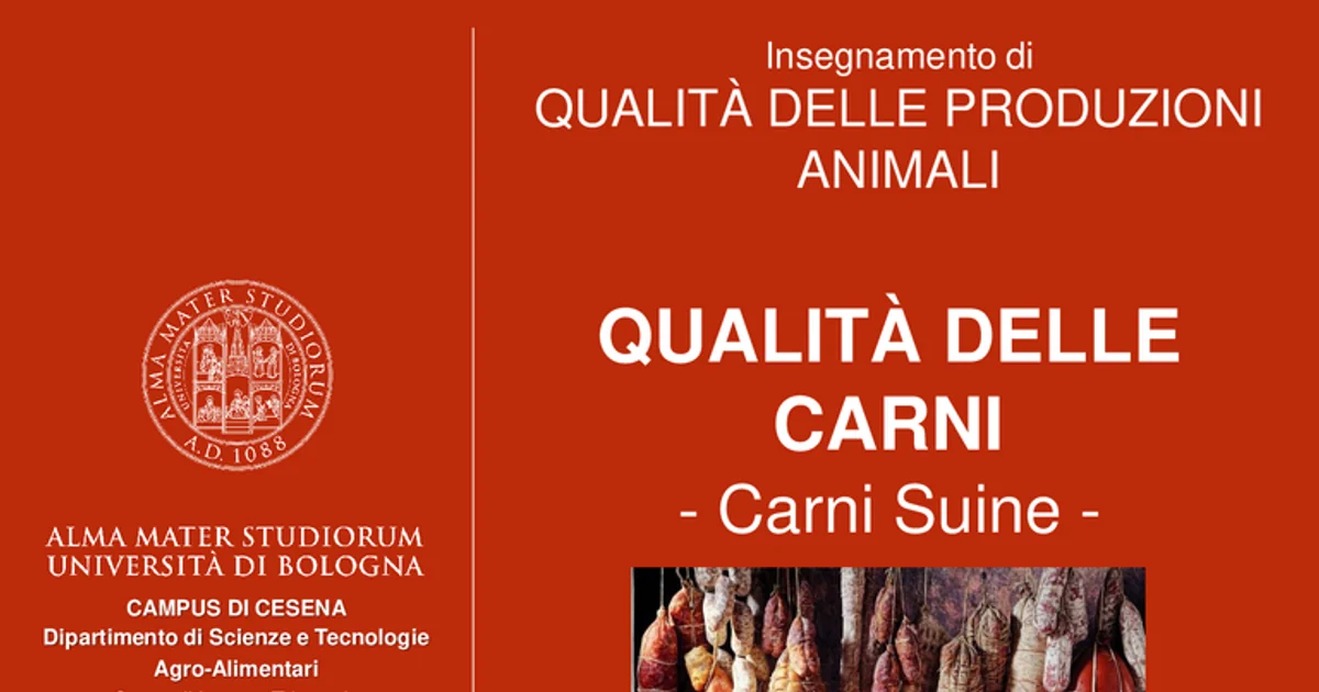 Qualità delle Carni Suine, UNIBO | Algor Library