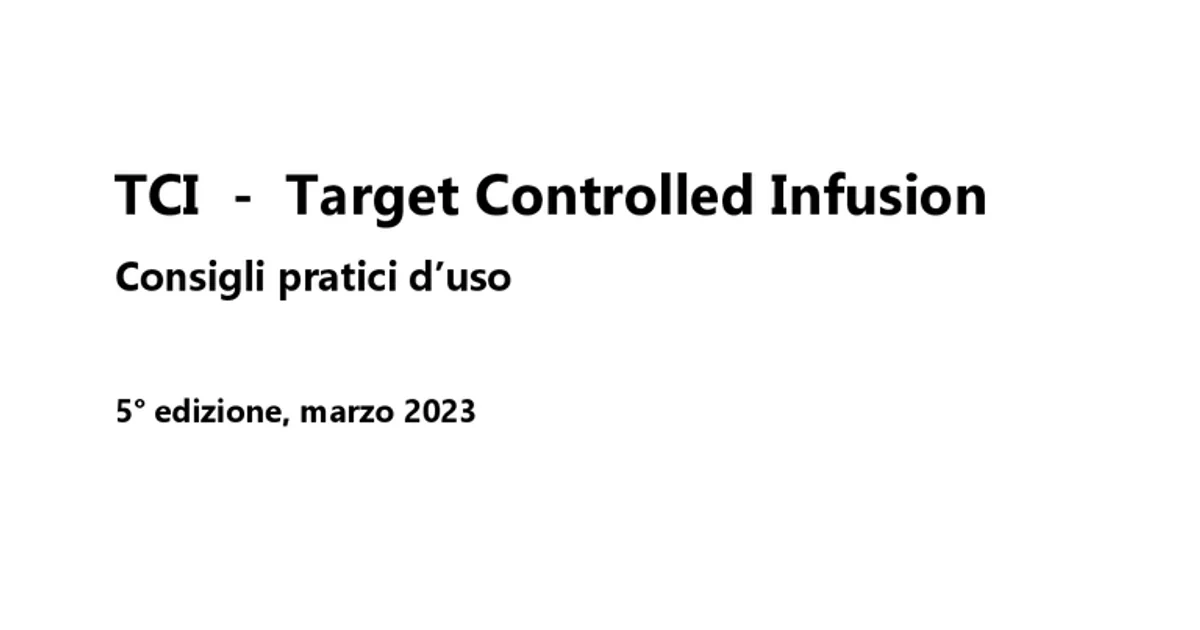 TCI Target Controlled Infusion, Ca' Foncello | Algor Library