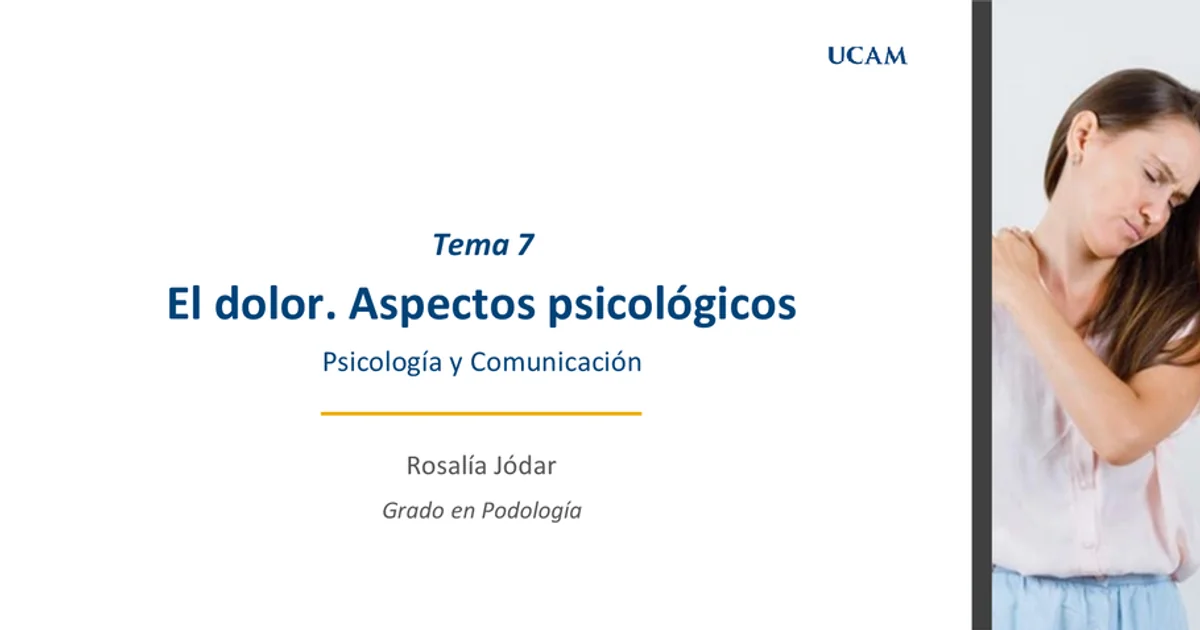 El Dolor, Aspectos Psicológicos, UCAM | Algor Library