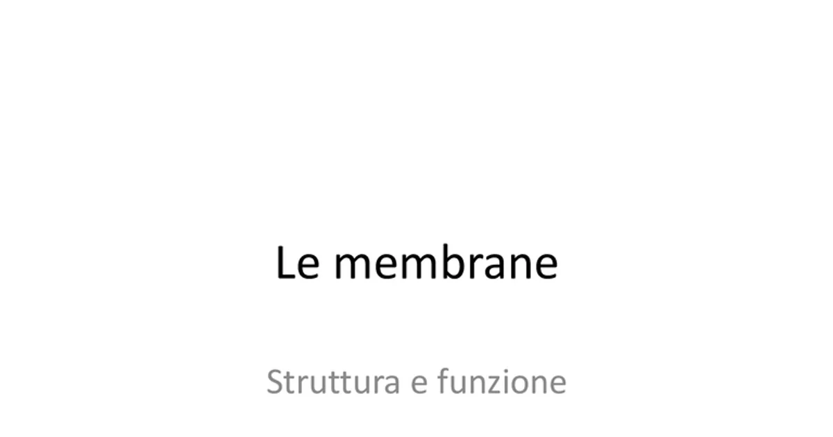 Le Membrane Cellulari, Biologia | Algor Library