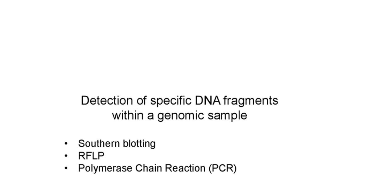 Detection of Specific DNA Fragments | Algor Library