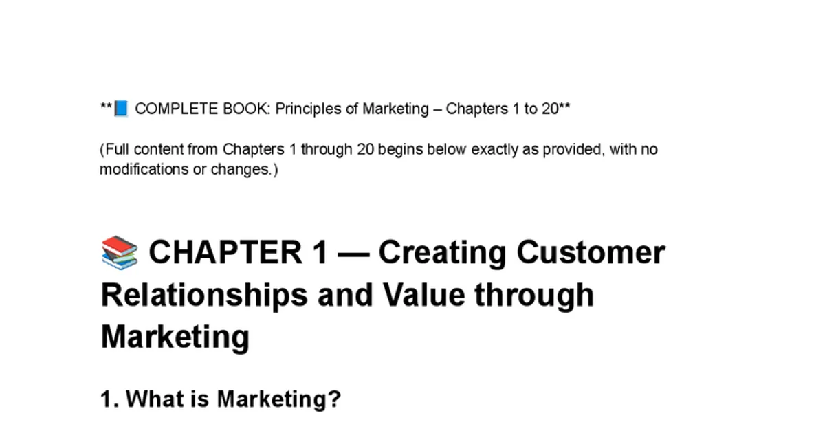 Principles of Marketing, Chapters 1-20 | Algor Library