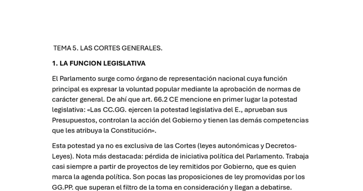 Cortes Generales, Funcion Legislativa | Algor Library