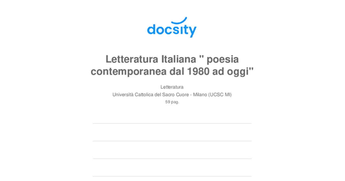 Poesia Contemporanea Italiana, UCSC Mi | Algor Library