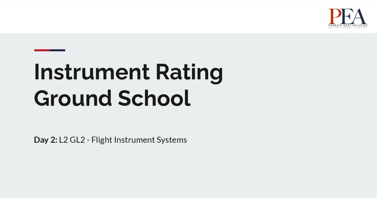Instrument Rating Ground School, Phoenix East Aviation | Algor Library
