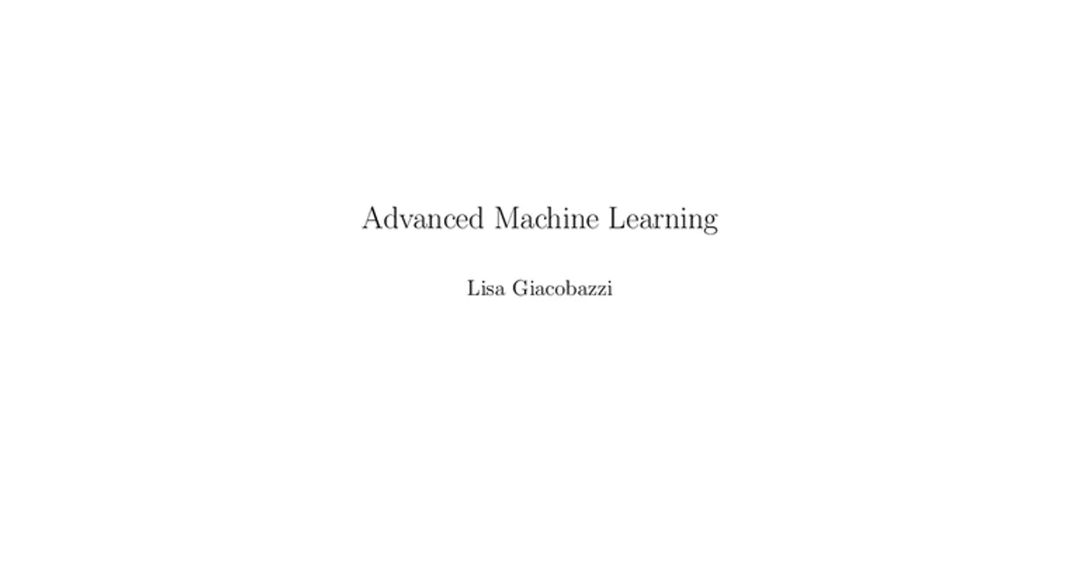 Advanced Machine Learning | Algor Library