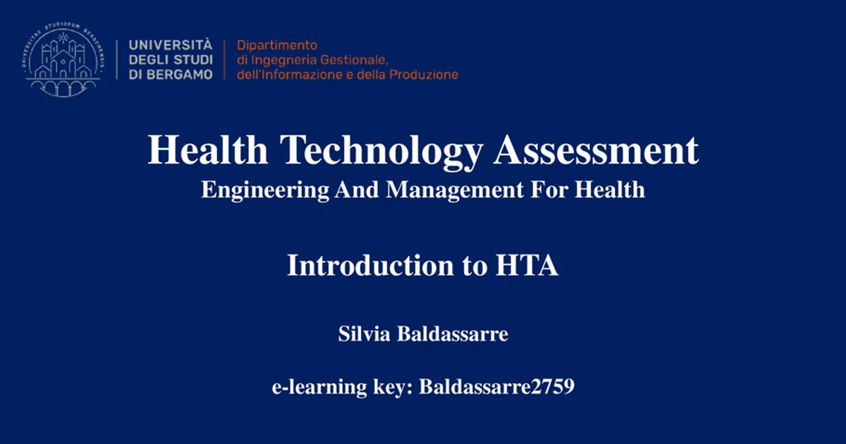 Health Technology Assessment, UniBg | Algor Library
