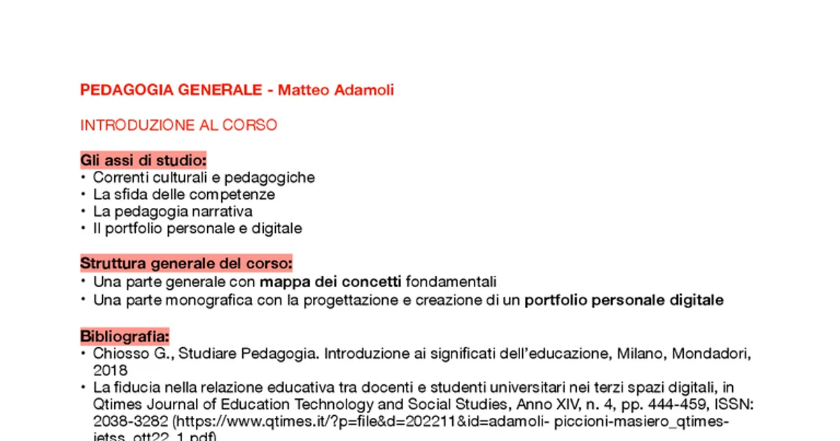 Pedagogia Generale, Matteo Adamoli | Algor Library
