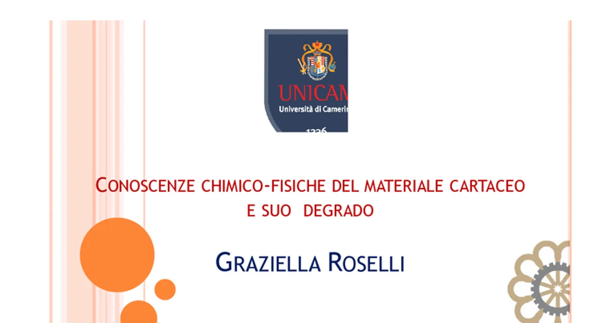 Conoscenze Chimico-fisiche Materiale Cartaceo, UniCamerino | Algor Library