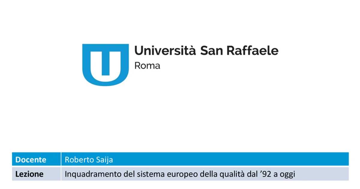 Sistema Europeo Qualità, Università San Raffaele | Algor Library