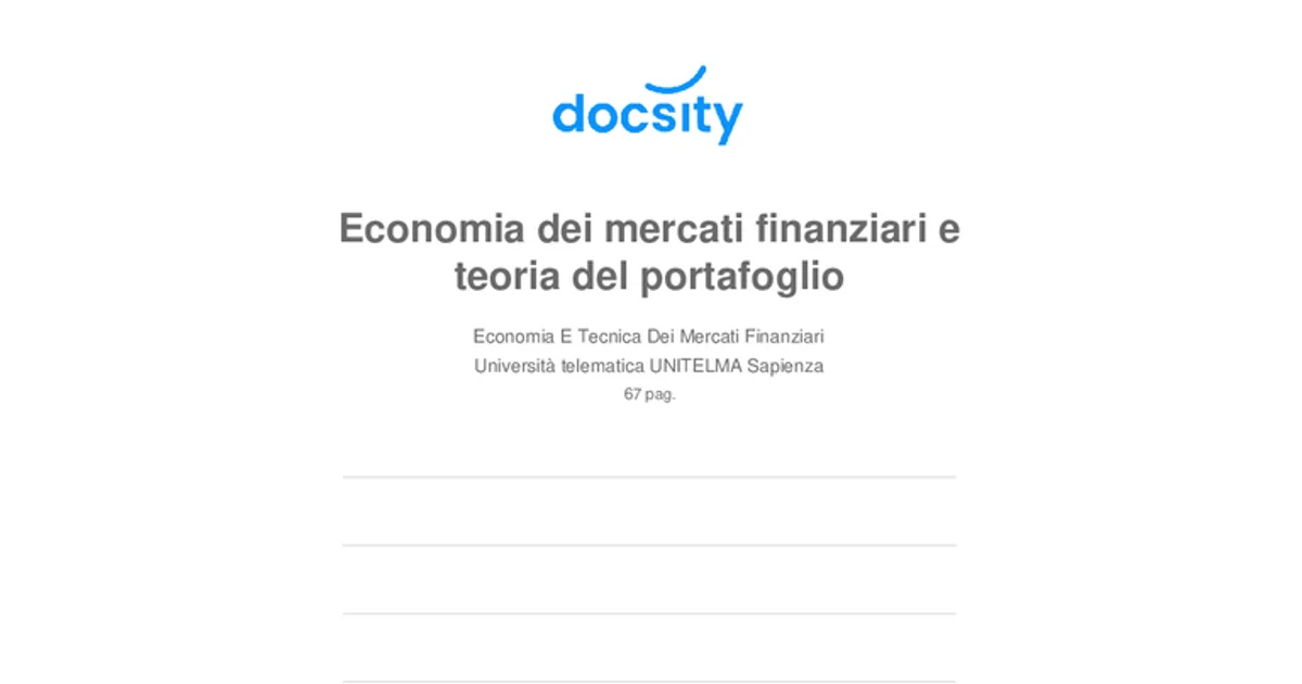 Economia mercati finanziari, Unitelma Sapienza | Algor Library