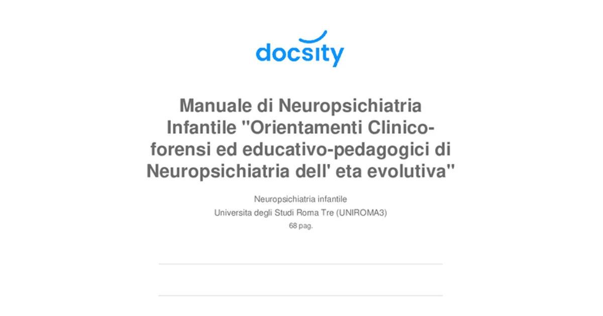 Neuropsichiatria Infantile, Uniroma3 | Algor Library