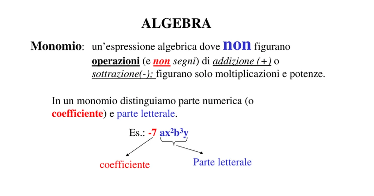 Algebra, Monomi e Operazioni | Algor Library