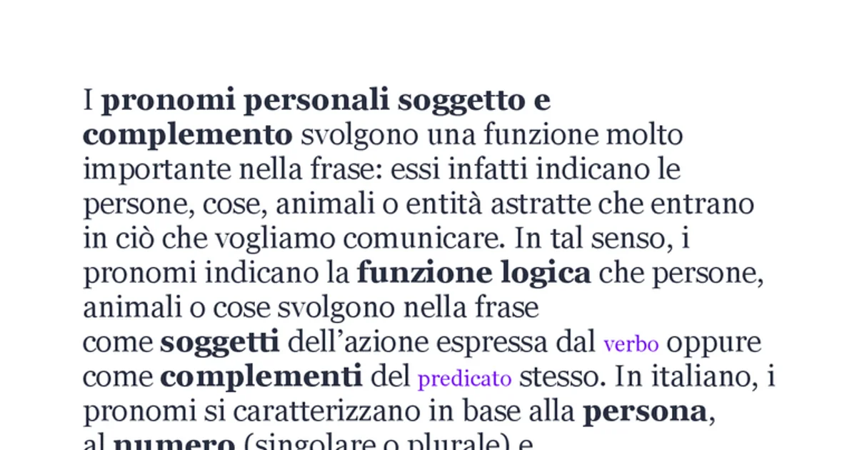 Pronomi Personali Soggetto e Complemento | Algor Library