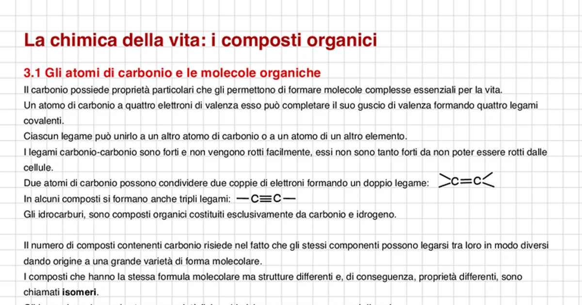 La Chimica della Vita, I Composti Organici | Algor Library