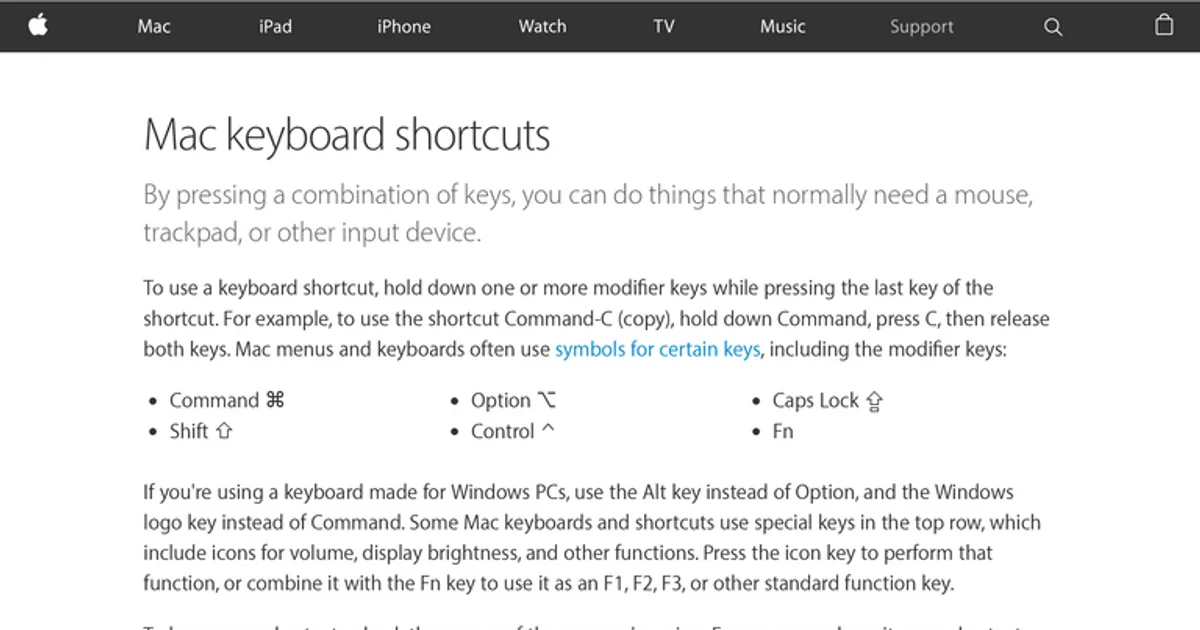 Mac Keyboard Shortcuts, Apple | Algor Library