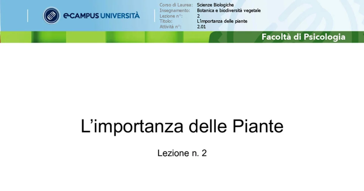 L'importanza delle Piante, eCampus | Algor Library
