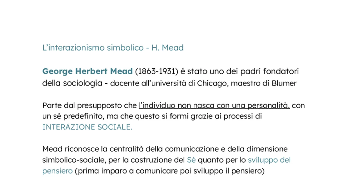 Interazionismo Simbolico, Mead e Goffman | Algor Library