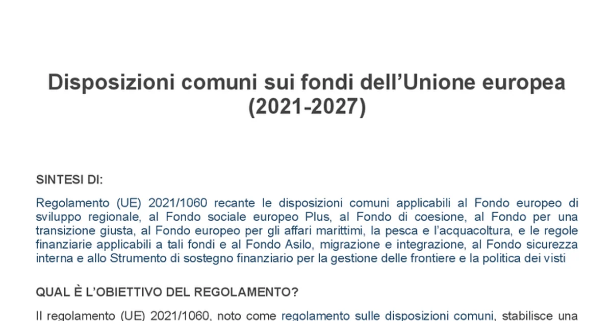 Fondi Unione Europea 2021-2027 | Algor Library