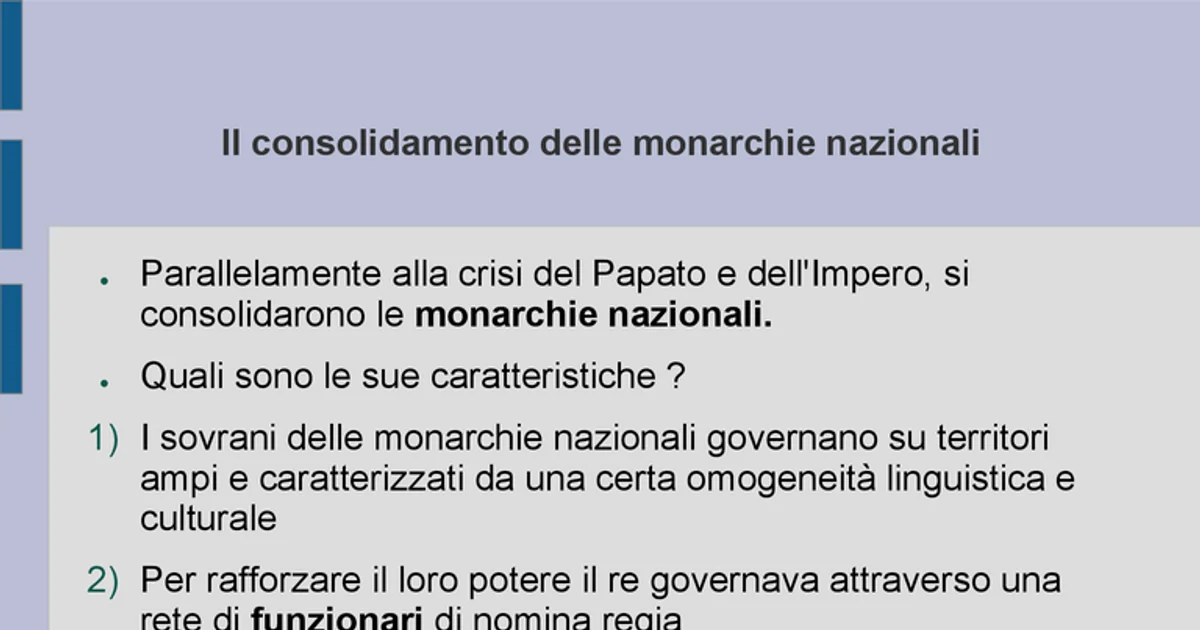 Consolidamento Monarchie Nazionali | Algor Library