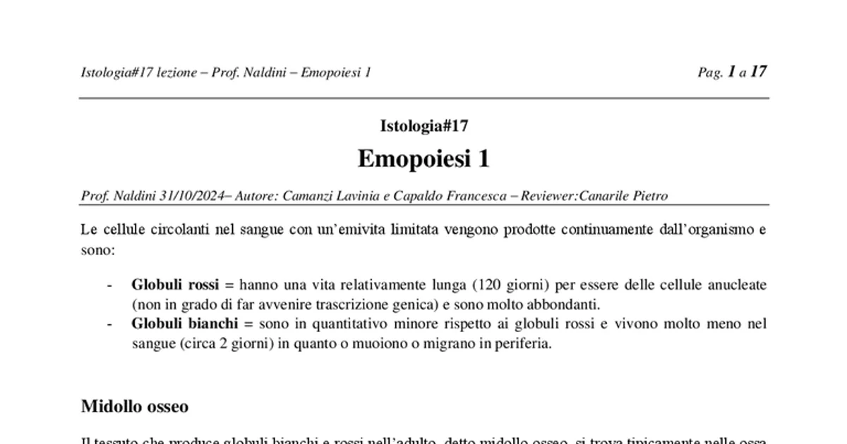 Emopoiesi 1, Prof. Naldini | Algor Library