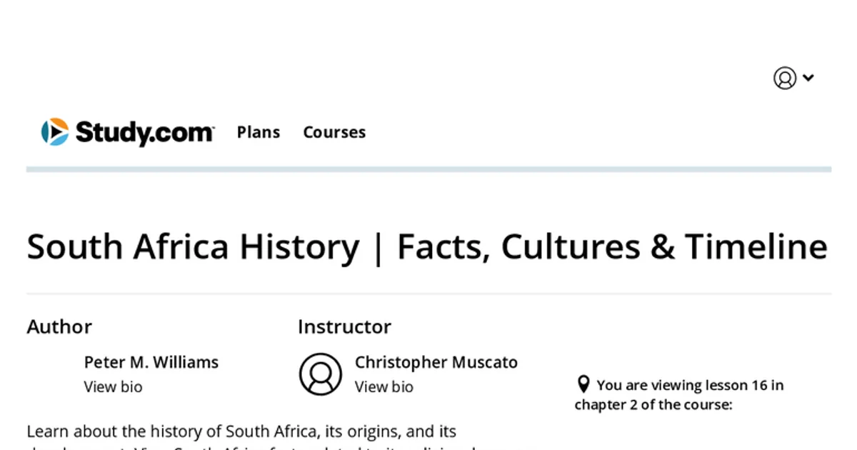 South Africa History, Study.com | Algor Library