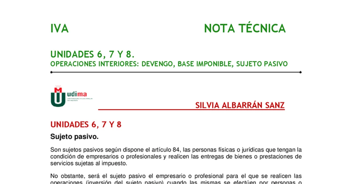 Iva Unidades 6, 7 y 8, Udima | Algor Library