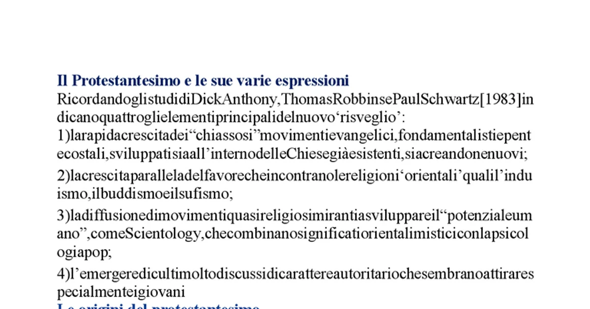Il Protestantesimo e le sue varie espressioni | Algor Library