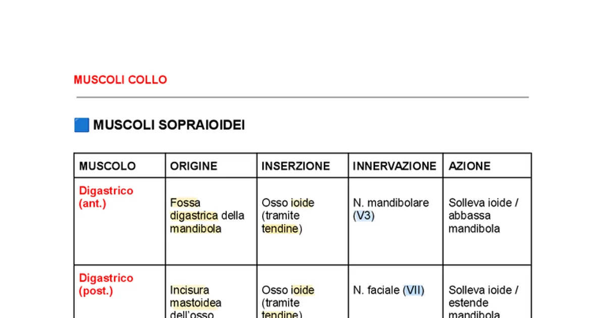 Muscoli Collo, Biologia | Algor Library