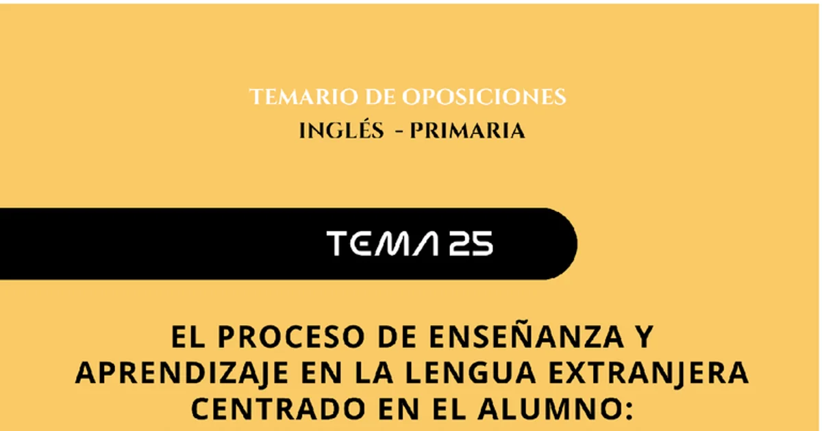 Temario Oposiciones Inglés Primaria Tema 25 | Algor Library