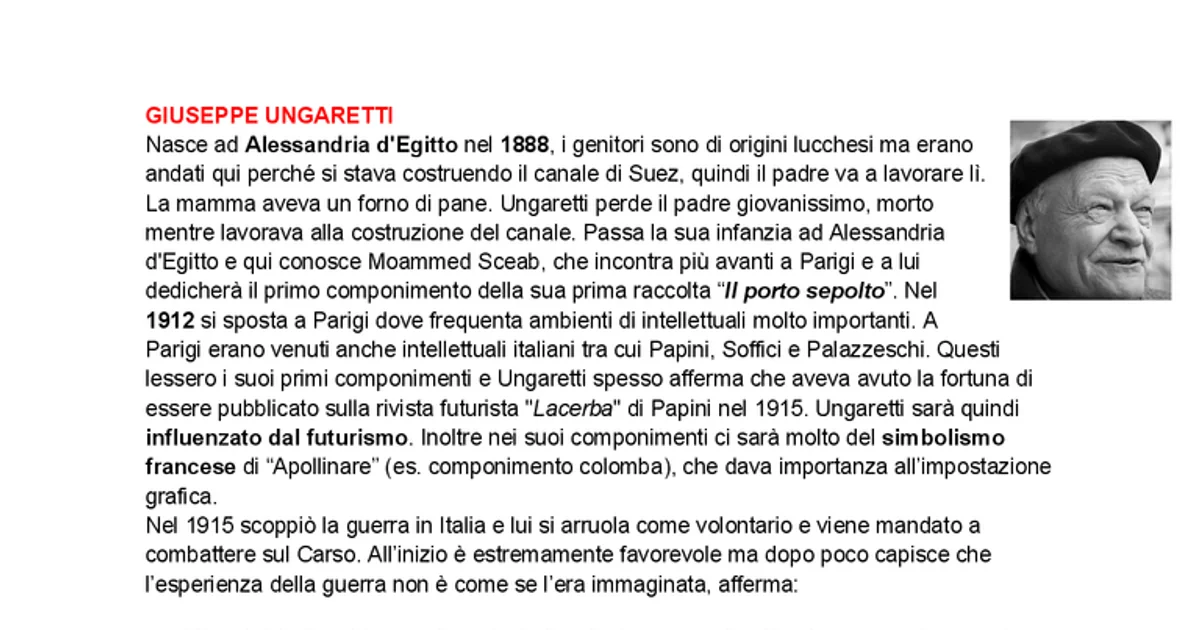 Giuseppe Ungaretti, Poesia, Ermetismo | Algor Library