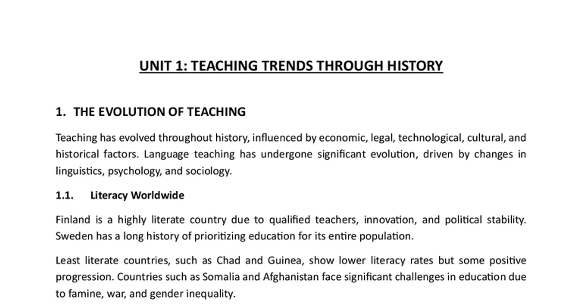 Unit 1, Teaching Trends through History | Algor Library