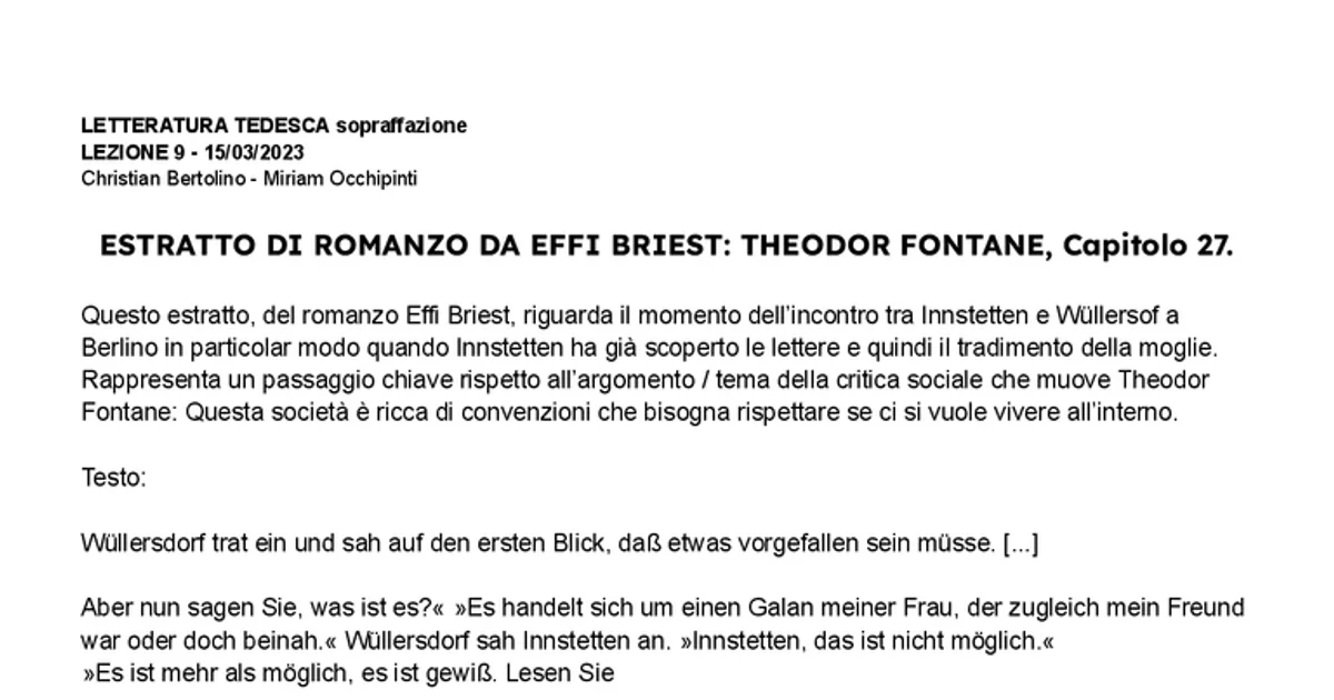 Estratto Romanzo Effi Briest, Theodor Fontane | Algor Library