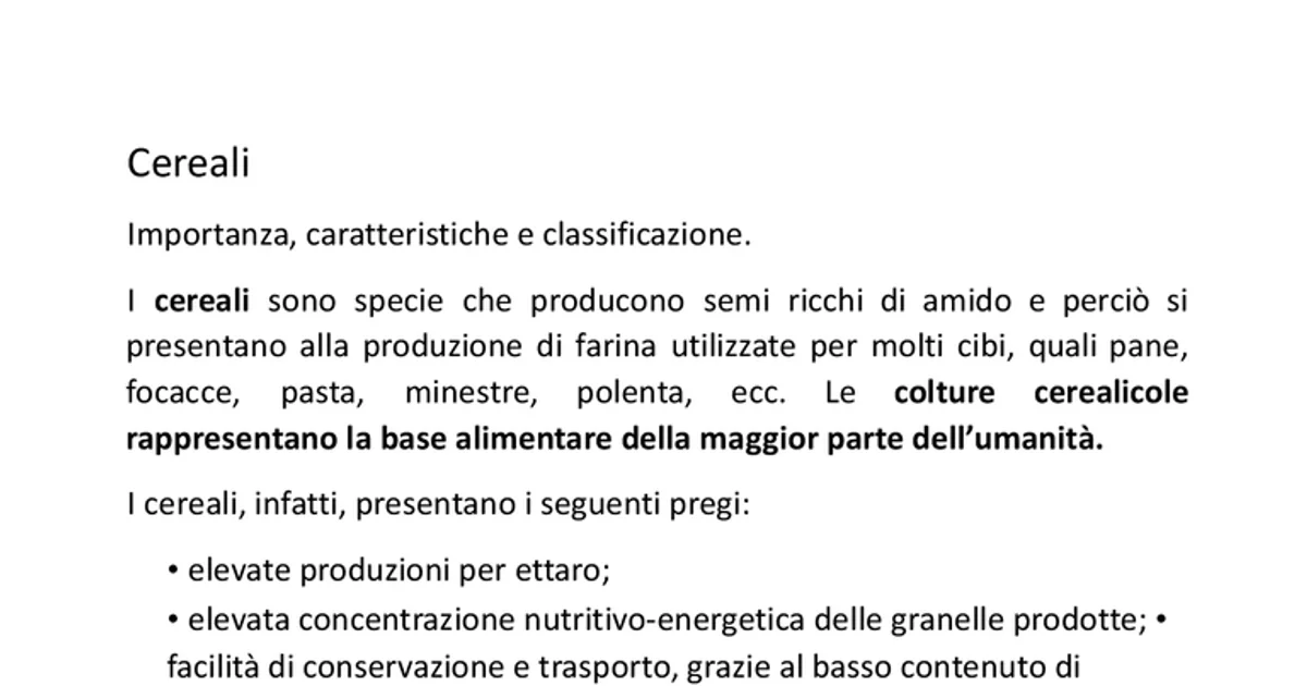 Cereali, Importanza e Classificazione | Algor Library