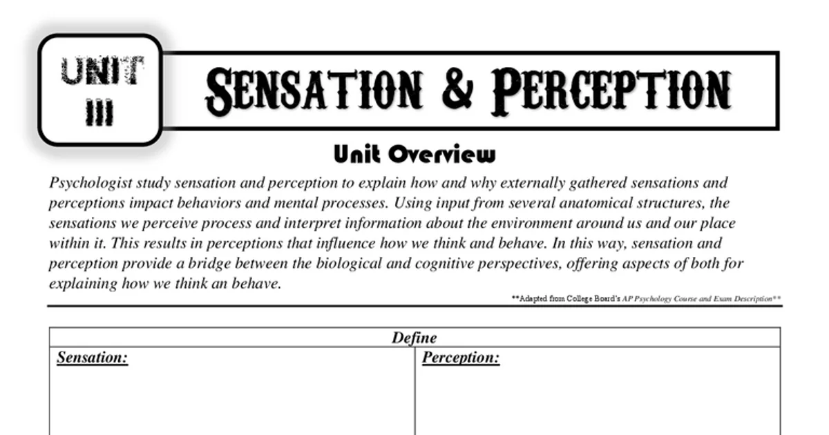 Sensation & Perception, Psychology | Algor Library
