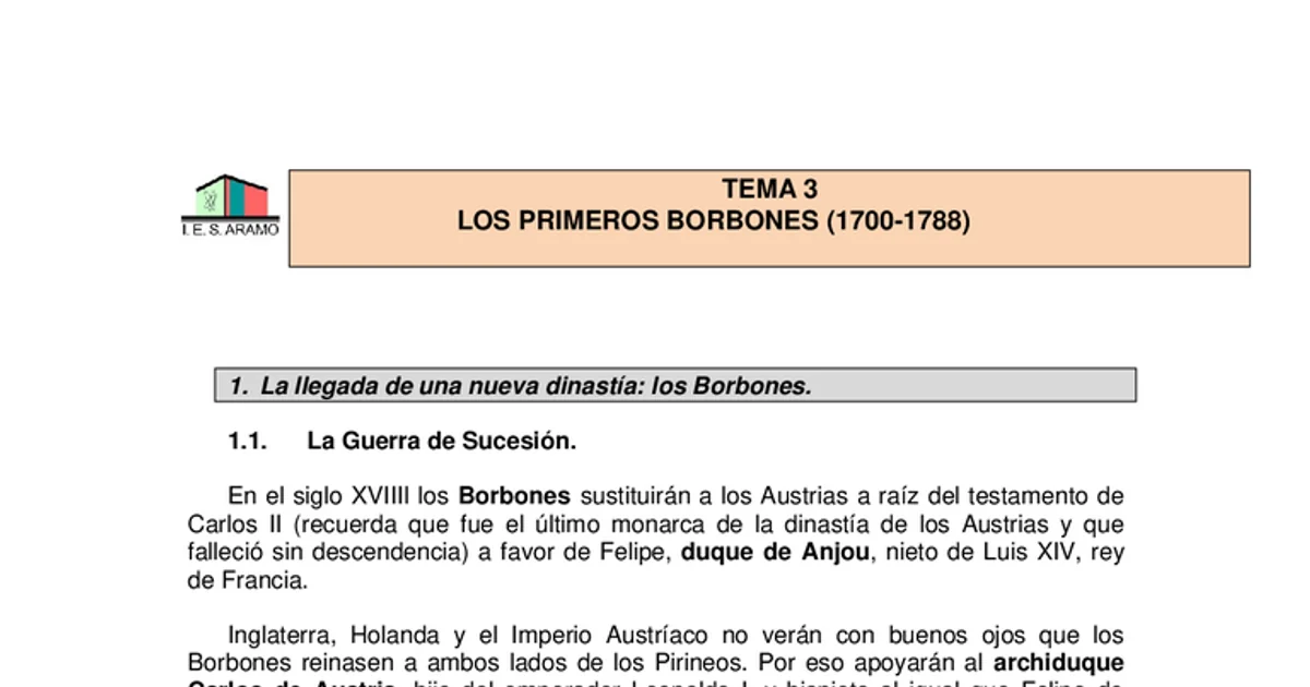 Los Primeros Borbones, I. E. S. Aramo | Algor Library