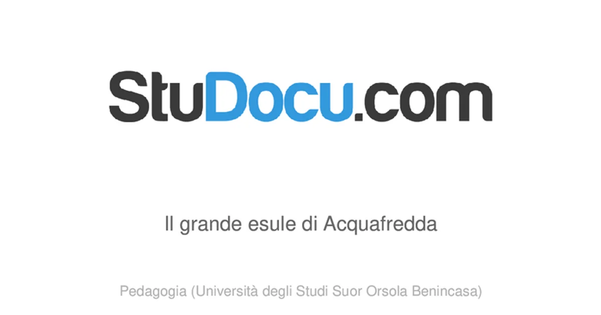 Il Grande Esule di Acquafredda, UNISOB | Algor Library