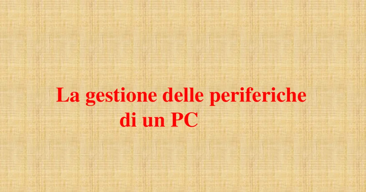 Gestione Periferiche PC, Informatica | Algor Library