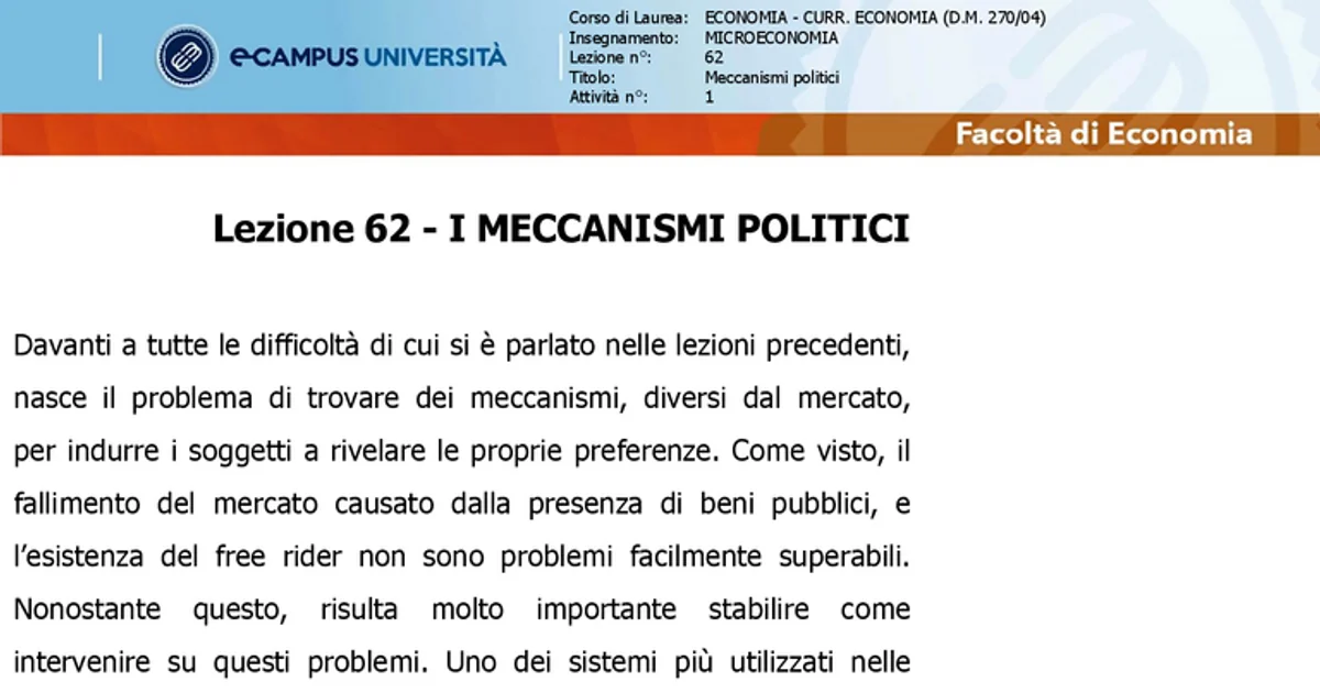 Meccanismi Politici, E-campus | Algor Library