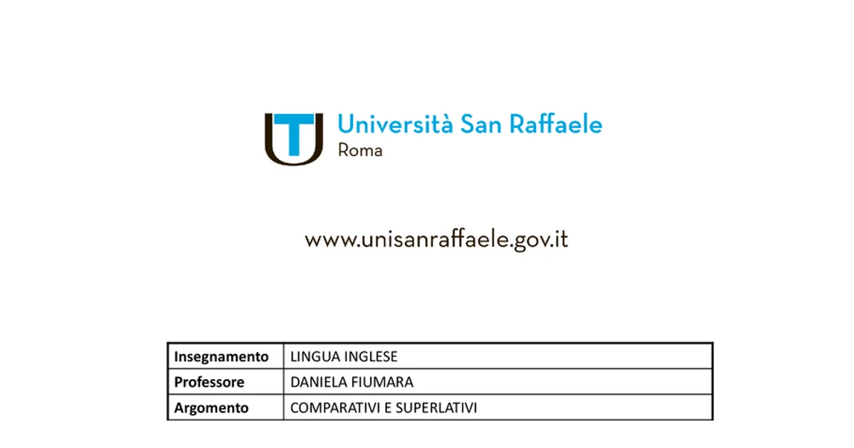 Comparativi e Superlativi, Università San Raffaele Roma | Algor Library