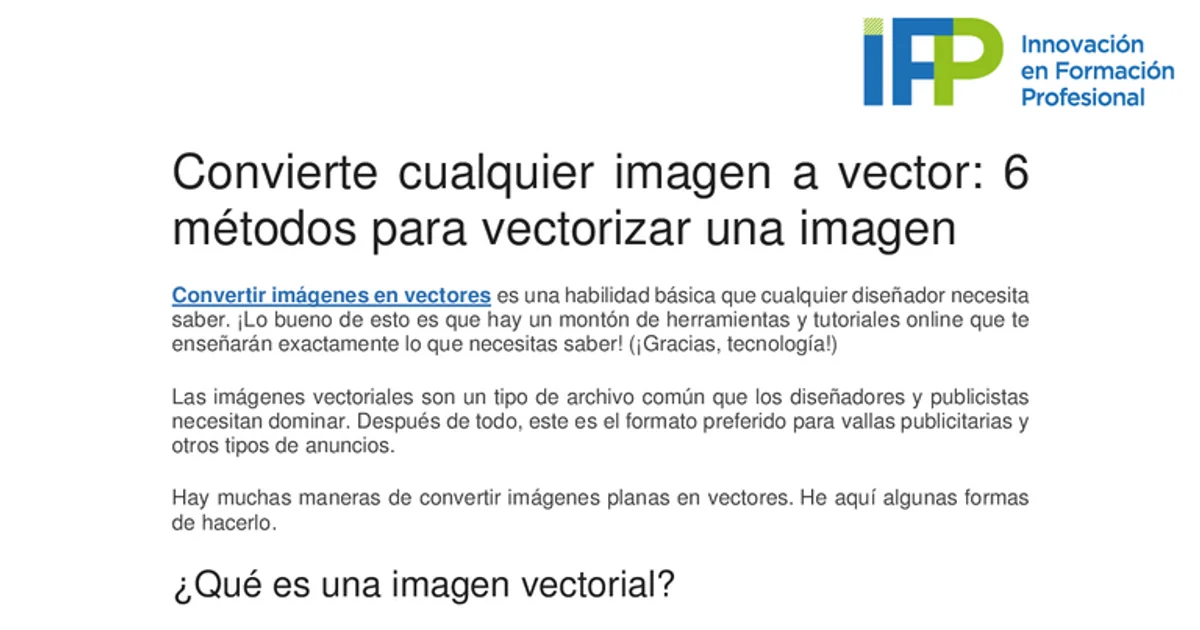 Convertir Imagen a Vector, Ifp Innovación | Algor Library