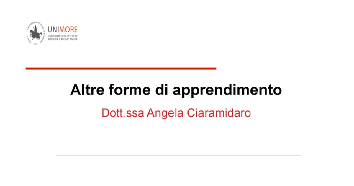 Altre Forme di Apprendimento, Unimore | Algor Library