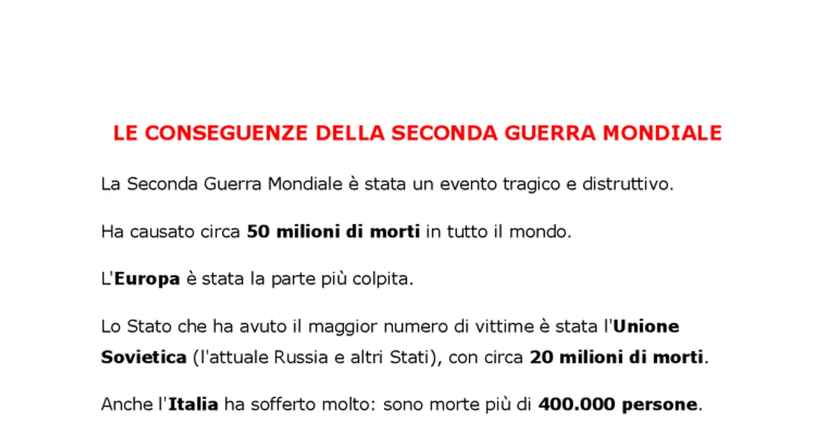 Le Conseguenze della Seconda Guerra Mondiale | Algor Library